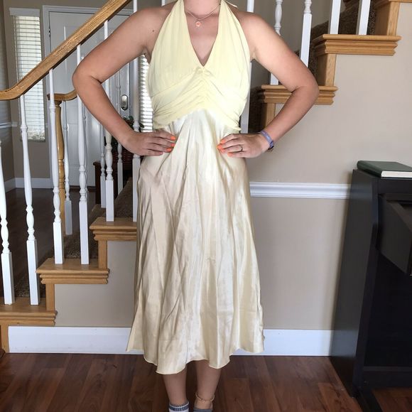 Studio Y | Dresses | Studio Y Sheer Satin Yellow Formal Dress | Poshmark